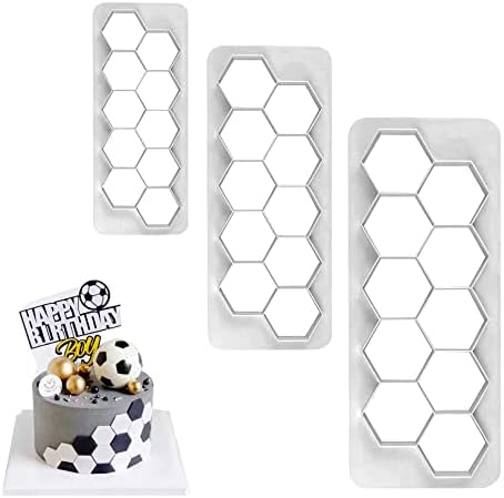 4 Pieces Football Pattern Cookie Cutters,Hexagon Cookie Cutter, Soccer ...