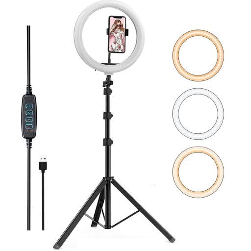 Ringlight with Tripod Stand, LED Ring Light with Color Modes for Makeup ...