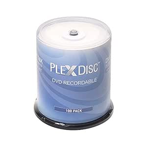 PlexDisc DVD-R 4.7GB 16X White Thermal Hub Printable - 100 Disc Spindle (FFP) - 632-415-BX ...
