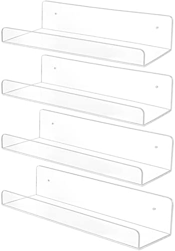 Amazon.com: 15" Invisible Acrylic Shelves Floating Wall Ledge Bookshelf ...