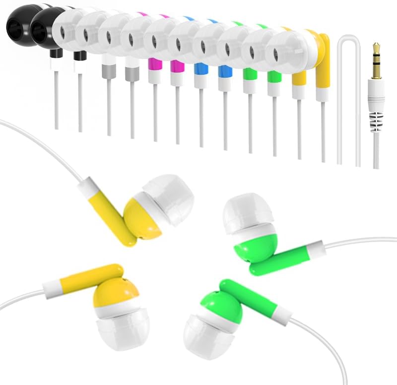 Amazon.com: Wensdo Bulk Earbuds Headphones 30 Pack for Classroom Kids ...