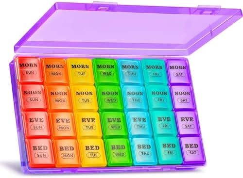 Amazon.com: XL Large Weekly Pill Organizer 4 Times a Day, 7-Day Pill ...