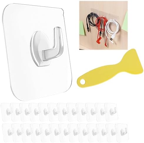 25Pcs Sticky Hooks for Hanging Heavy Duty Clear Plastic Anti-skid Wall ...