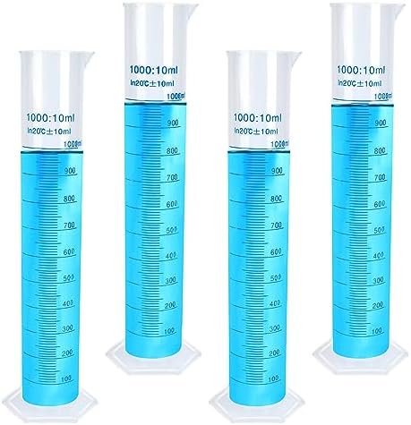Amazon.com: EISCO Graduated Cylinder, 1000mL - Class A Tolerance - Octagonal Base - TPX Plastic ...