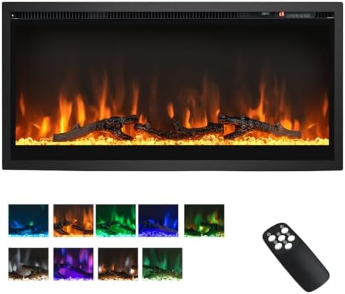 Tangkula 36 Inches Electric Fireplace in-Wall Recessed, Wall Mounted ...