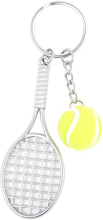 Amazon.com: Metal Mini Tennis Racket Keychain, Mini Sports Key Chain ...