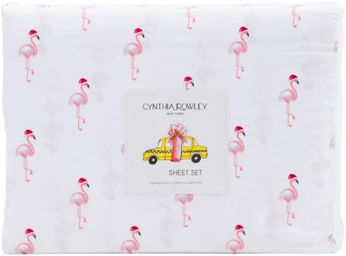 Amazon.com: Cynthia Rowley New York Christmas Winter Sheet Set (Santa ...