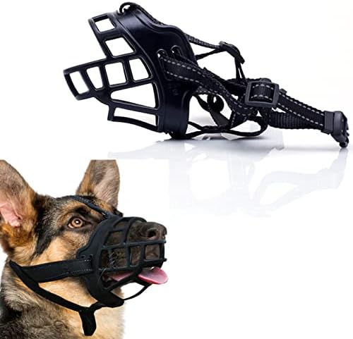 Dog Muzzle, Soft Rubber Safe Basket Breathable Muzzles Adjustable Straps for Small, Medium ...