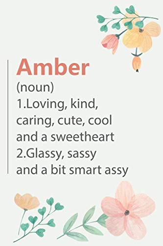 Amber Name Gifts Definition Notebook Funny Cute Personalized Girl Names ...