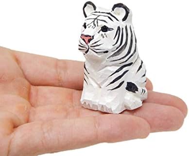 Amazon.com: Selsela Hand-Carved Tiger Figurine - Miniature Wooden ...