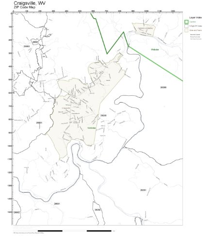 ZIP Code Wall Map of Craigsville, WV ZIP Code Map Not Laminated: Amazon ...