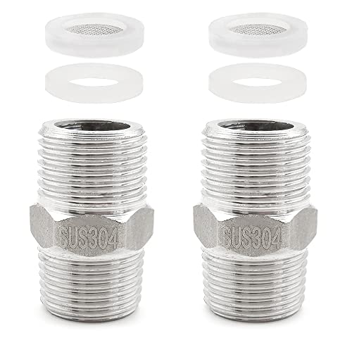 GOIYZTTR 2 Pack Shower Hose Connector Extension Threaded Pipe ...
