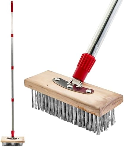 Amazon.com: Wire Broom Outdoor Scrub Brush with Long Handle, Stiff ...