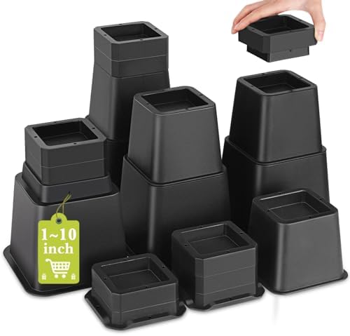 Amazon.com: 16 PCS Adjustable Bed Risers 3, 5 or 8 Inch Heavy Duty ...