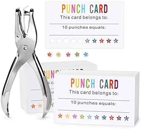 Amazon.com : 200 PCS Punch Cards, Incentive Card with Handheld Puncher ...