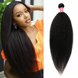 Amazon.com : Kinkystraight Human Hair Bundles 20 Inch Yaki Straight Bundles Kinky Straight 12A ...