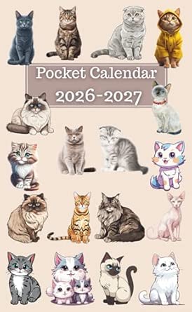 Amazon.com: 2-Year Compact Planner Cat Design: Pocket Calendar 2026 ...