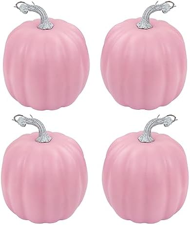 Amazon.com: Winlyn 6.7" Pink Artificial Pumpkins 4 Pcs Harvest Lifelike ...