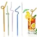 Amazon.com: MYJIE Glass Crazy Straws,4 Pcs 9" x 8 mm Reusable Silly ...