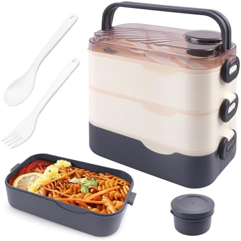 Amazon.com: Yesland 2 Pack Stackable Bento Box, 49 oz All-in-One ...