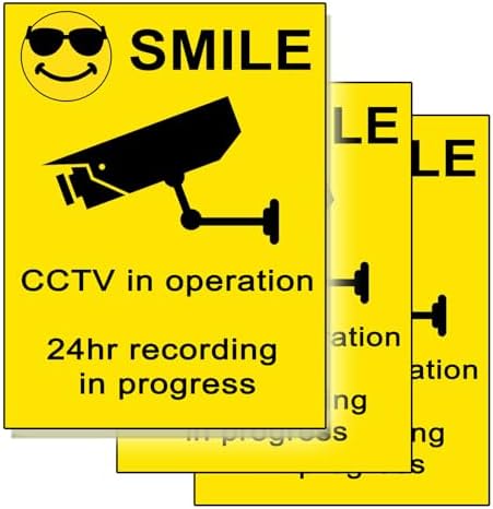 3/15 Pack EXTERNAL SMILE CCTV IN OPERATION Stickers Sign Self Adhesive ...