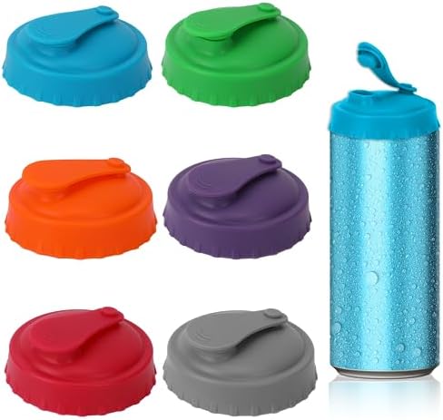 6 PCS Silicone Soda Can Lids Beverage Can Sealer Cap Spill-Proof Food ...