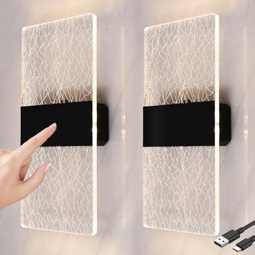 Battery Operated Wall Lights Indoor, USB Rechargeable Wall Light with ...