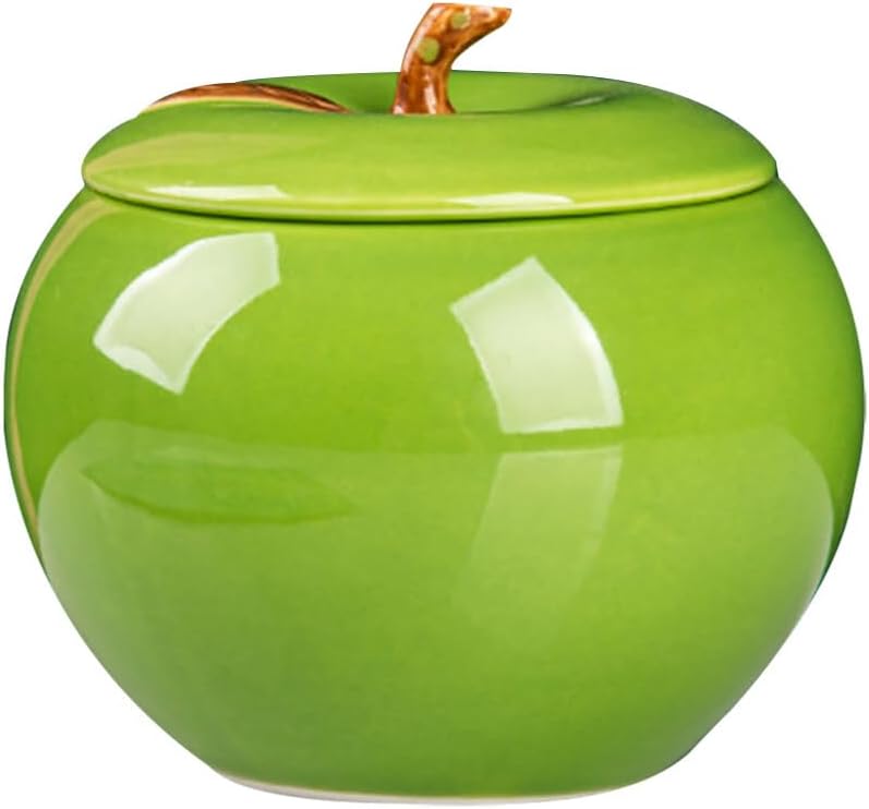 Amazon.com: Kichvoe Ceramic Apple Shape Container, Green Apple Cookie ...