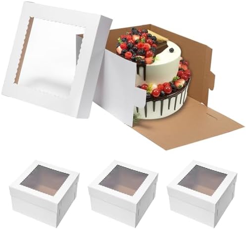 Amazon.com: Mcfleet 16pcs Cake Boxes 12 Inch 12x12x6 Tall Cake Boxes ...