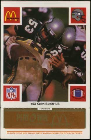 Keith Butler Seattle Seahawks McDonald's NFL Play & Win 1986 Football ...