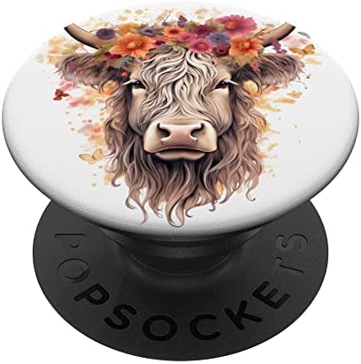 Amazon.com: Funny Cute Floral Hairy Scottish Highland Cow Farmers ...