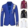 Elegant Paisley Floral Blazer for Men, Gold Bronzing, Business Wedding Suit Jacket (XL Black ...