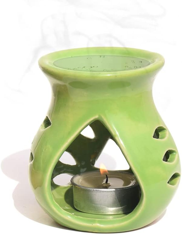Pure Source India Ceramic Clay Oil Burner Aroma Diffuser (Black) -Set ...