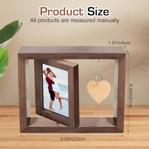 6 Inch Rotating Photo Frame, Walnut Color Rustic Picture Frame ...