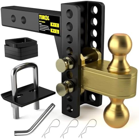 TIROL Adjustable Trailer Hitch - Fits 2'' Receiver, 6 Drop/Rise Drop ...