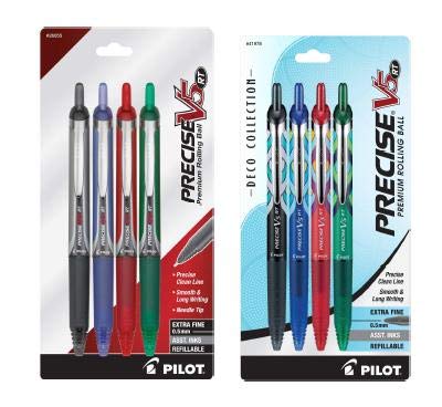 Pilot Precise V5 RT Rolling Ball Pens, Extra Fine, 4-Pack, Black/Blue ...