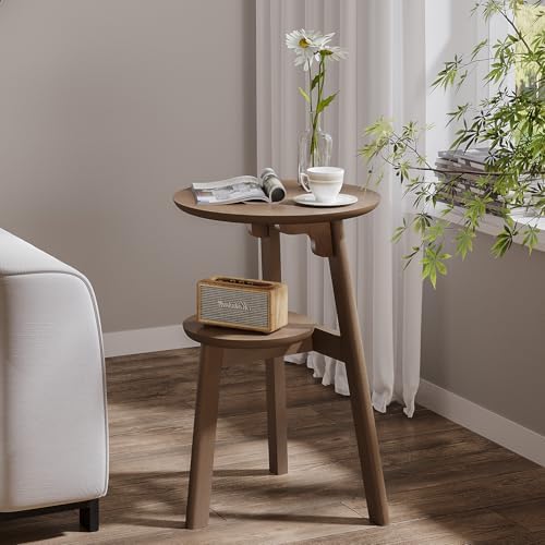 Amazon.com: VASAGLE Side Table, Small Round End Table with Lower Shelf ...
