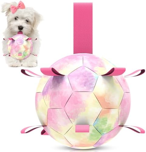 Pet Supplies : CLAMADO Dog Toys Soccer Ball with Straps, Interactive ...