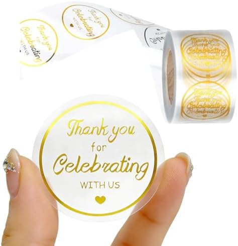 500 Pcs Thank You Stickers 1 Inch Round Gold Foil Stickers Personalised ...