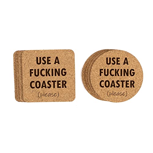 Amazon.com: Funny Cork Coaster Set (Use A Fucking Coaster (Please) 6pc ...