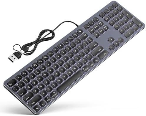 Amazon.com: Arteck Backlit USB Wired Full Size Keyboard with Media ...