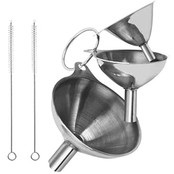 Amazon.com: 3Pcs Stainless Steel Kitchen Funnel Set Food Grade Metal Small Funnel Oil Spill Tool ...