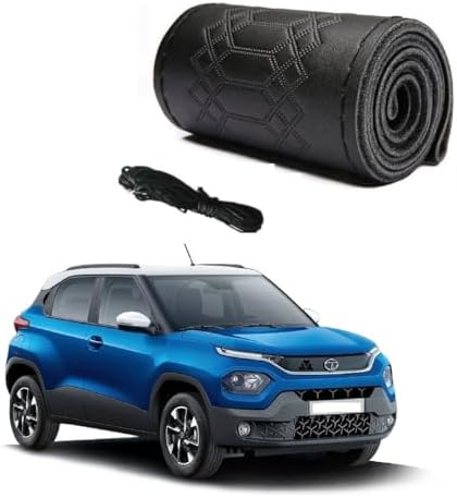 Car Steering Wheel Cover with Needle Thread Leather Sleeve Anti-Slip ...