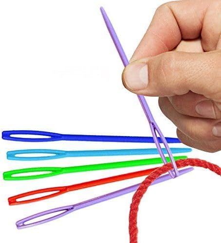 Gemsy Large Eye Plastic Needles -Pack of 8, Plastic Weaving Needles ...