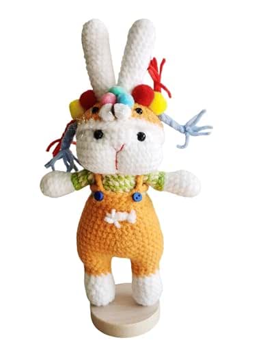 Amazon.com: Crochet Stuffed Animal - Adorable Handmade Bunny with Base ...