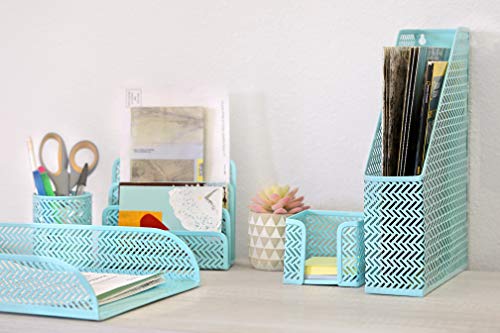 Teal Aqua Desk Organizer Office Desk Set - 5 Desktop - Want It All