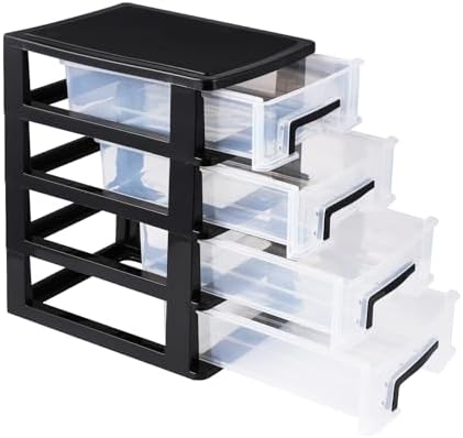 Cabilock 4-Tier Plastic Desktop Storage Unit with Drawers, Desktop ...