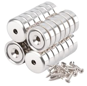 MIN CI 28pcs Magnets Strong, 16x6mm Neodymium Magnets Heavy Duty 20lbs Magnet with Hole and ...