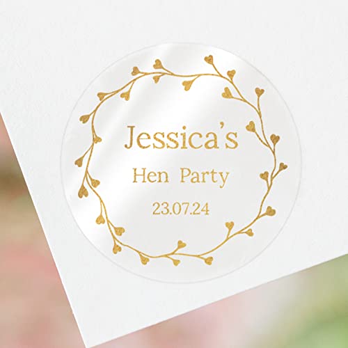 Love heart personalised hen night stickers | hen party personalised ...
