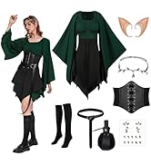 Amazon.com: HODBLKT 8PCS Women Elf Costume Renaissance Traditional ...